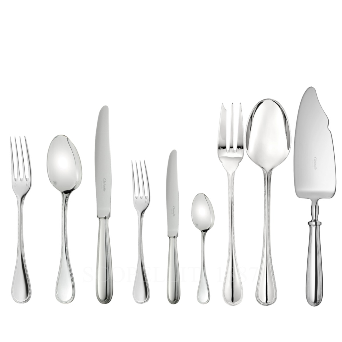 Luxury Christofle Perles Silver Plated Cutlery Set 75 pcs