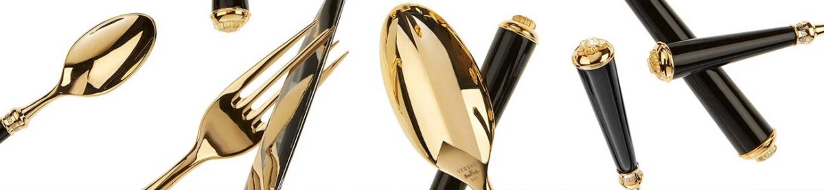 NEW Versace ME Deco Cutlery Silver-plated and Gold-plated