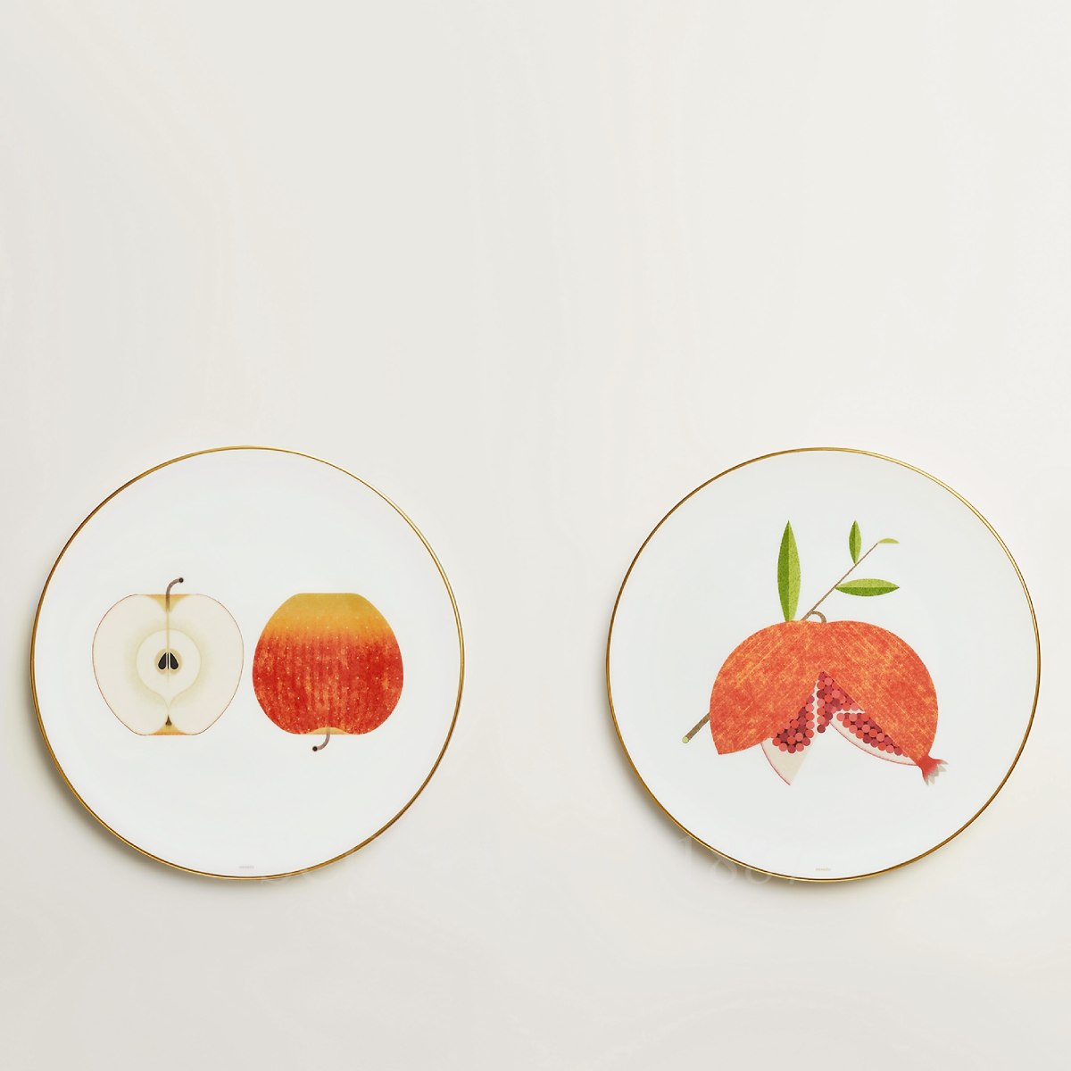 New Hermes Kaorumi Dessert Plate Set Apple and Pomegranate