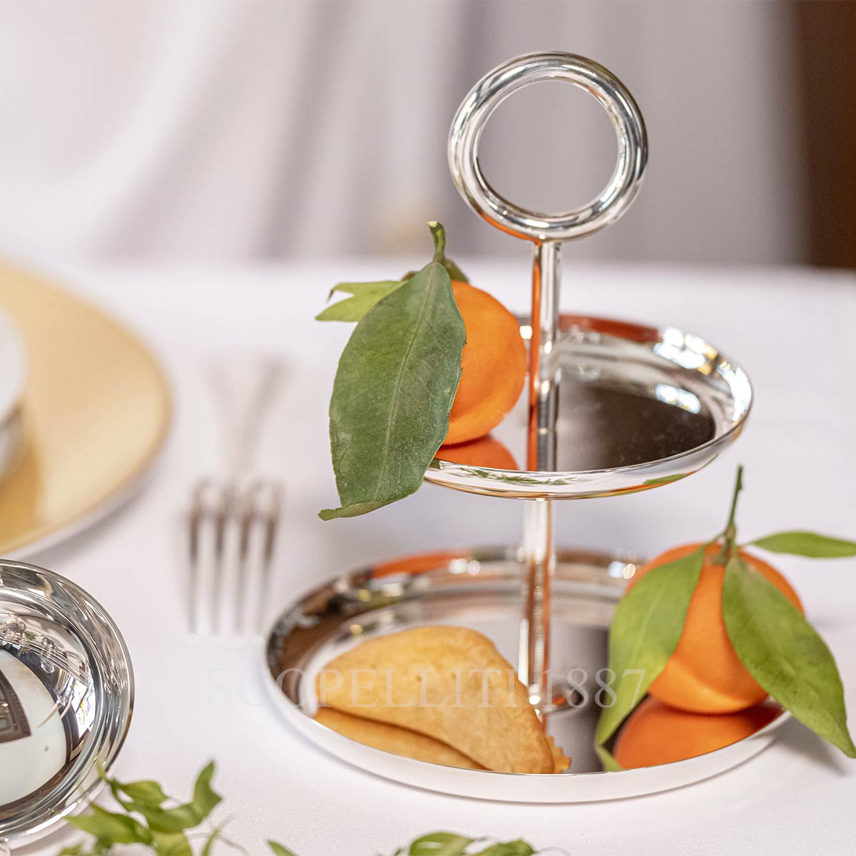 Christofle Vertigo 2-Tier Silver-Plated Dessert Stand